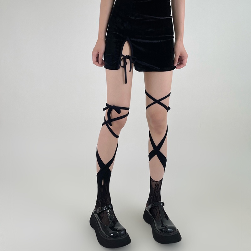 Jual Harajuku Style Lace Fishnet Socks Lrregular Straps Split Toe ...