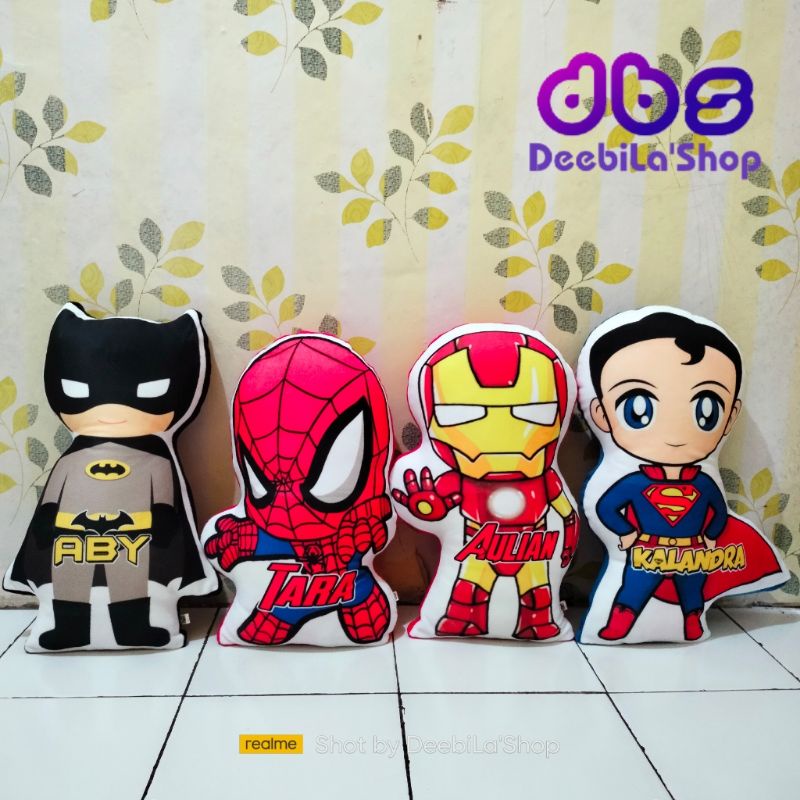 Jual BONEKA BANTAL AVANGERS CUSTOM NAMA / BONEKA SPIDERMAN SUPERMAN ...