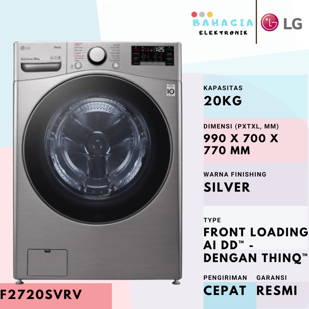 Jual LG F2720SVRV Mesin Cuci Front Loading 20kg Smart Inverter Direct Drive | Shopee Indonesia