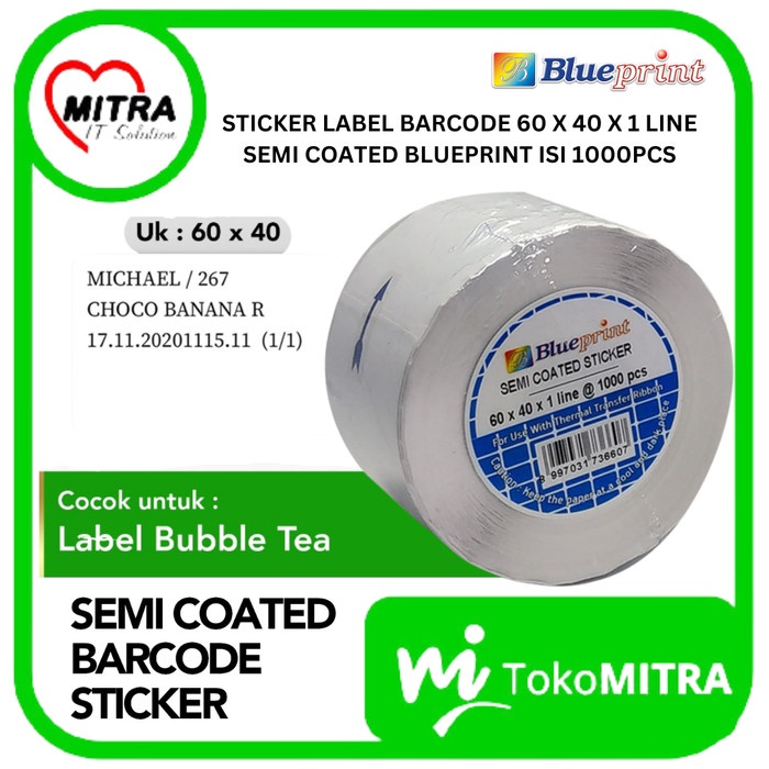 Jual STICKER LABEL BARCODE 60X40X1 LINE SEMI COATED BLUEPRINT ISI ...