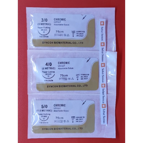 Jual Per PCS Benang jahit (khitan) Catgut Chromic dengan jarum Merek ...