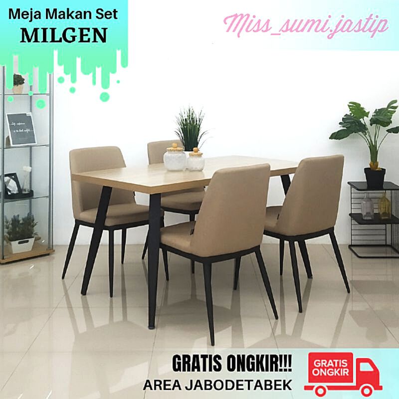 Jual [Informa] Milgen Meja Makan Set 4 Kursi Warna Coklat | Shopee ...