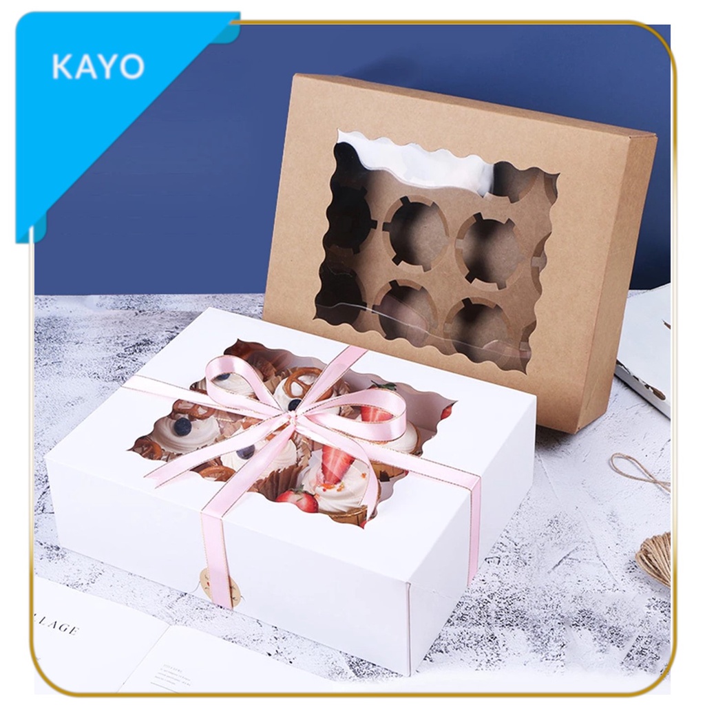Jual box karton packing roti, cup cake, box mika isi cup cake 12 ...