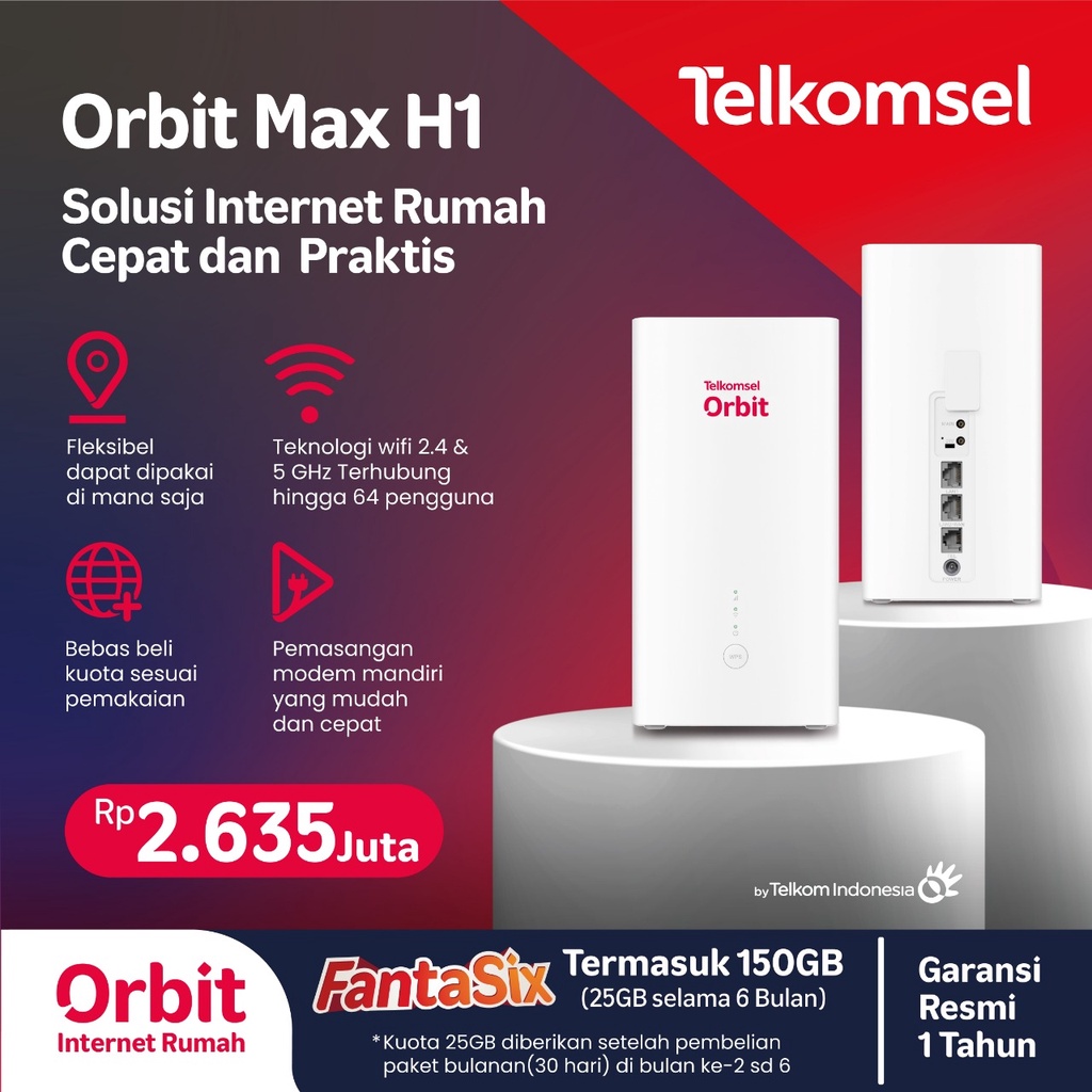 Jual Telkomsel Orbit Max H1 B628 Modem WiFi LTE 4G CAT12 High Speed ...
