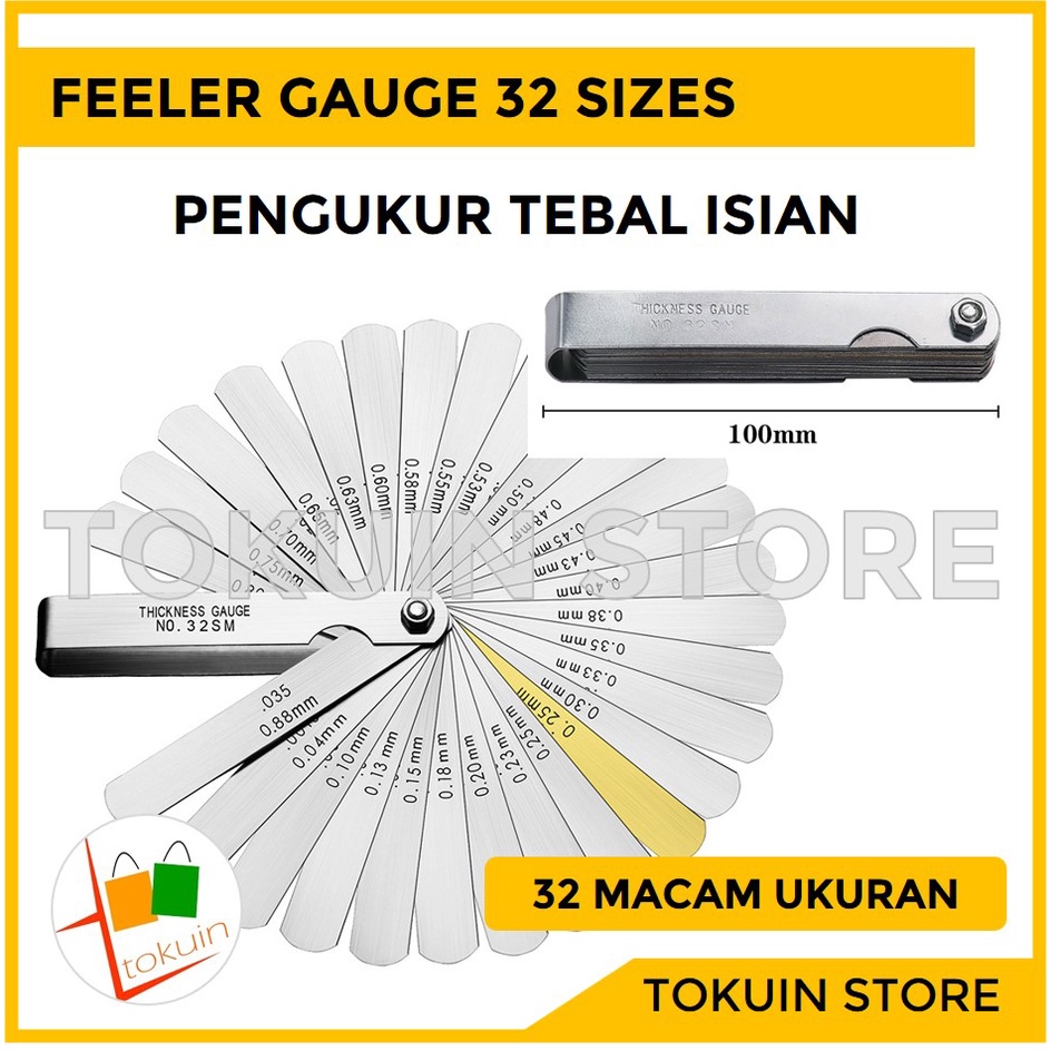 Jual Filler Feeler Gauge 32 Blade Alat Ukur Ketebalan Celah Klep Isian ...