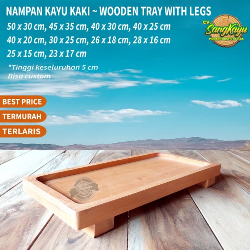 Jual Nampan kayu kaki wooden tray with legs kotak penyimpanan kayu baki ...