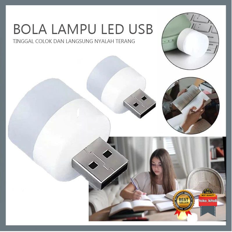 Jual Lampu USB LED Mini Portable Lid Ukuran Kecil Bulat Bohlam Terang ...