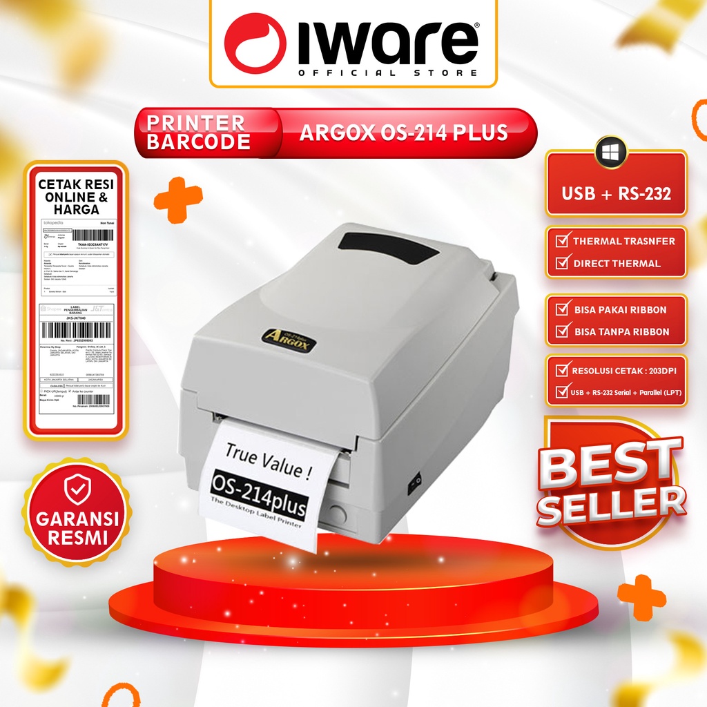Jual ARGOX OS-214 PLUS PRINTER BARCODE LABEL INDUSTRIAL CETAK RESI ...