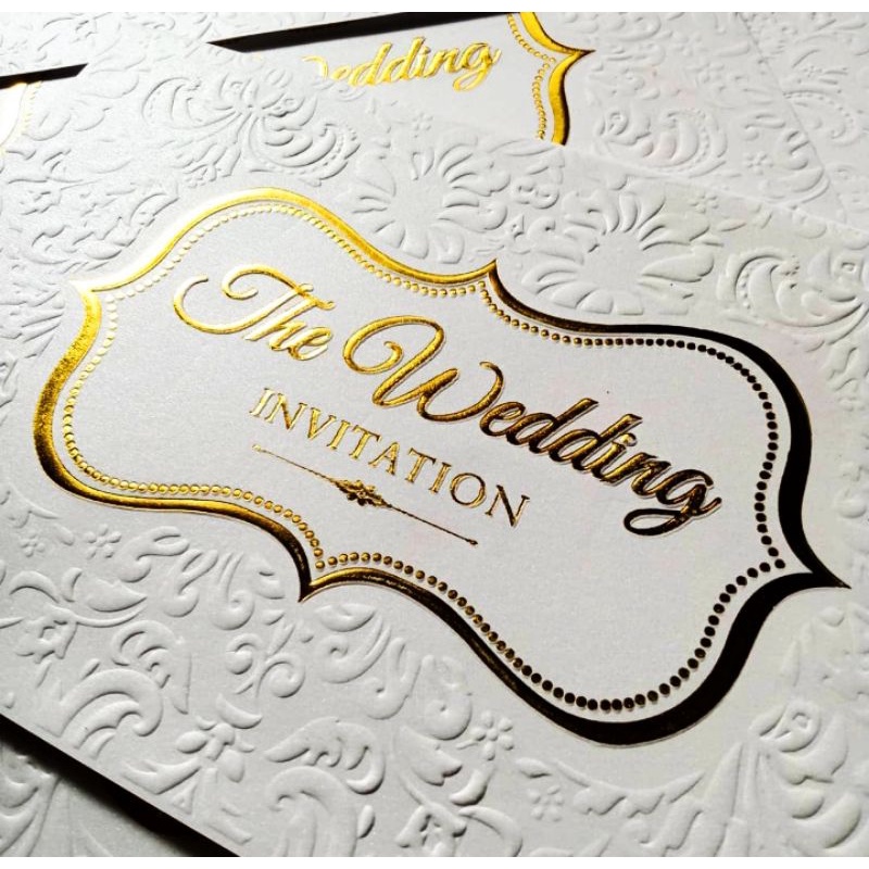 Jual Undangan Hardcover Embose Putih Hotprint Gold | Shopee Indonesia