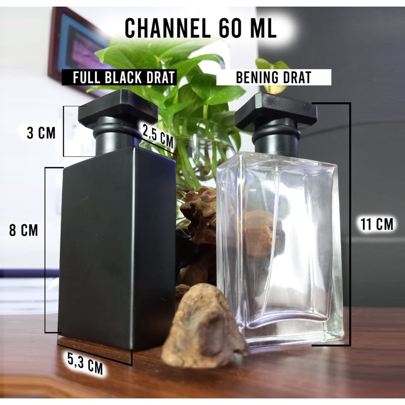 Jual Botol parfum Kosong/Botol chnell Hitam/bening 50ml drat/full hitam ...