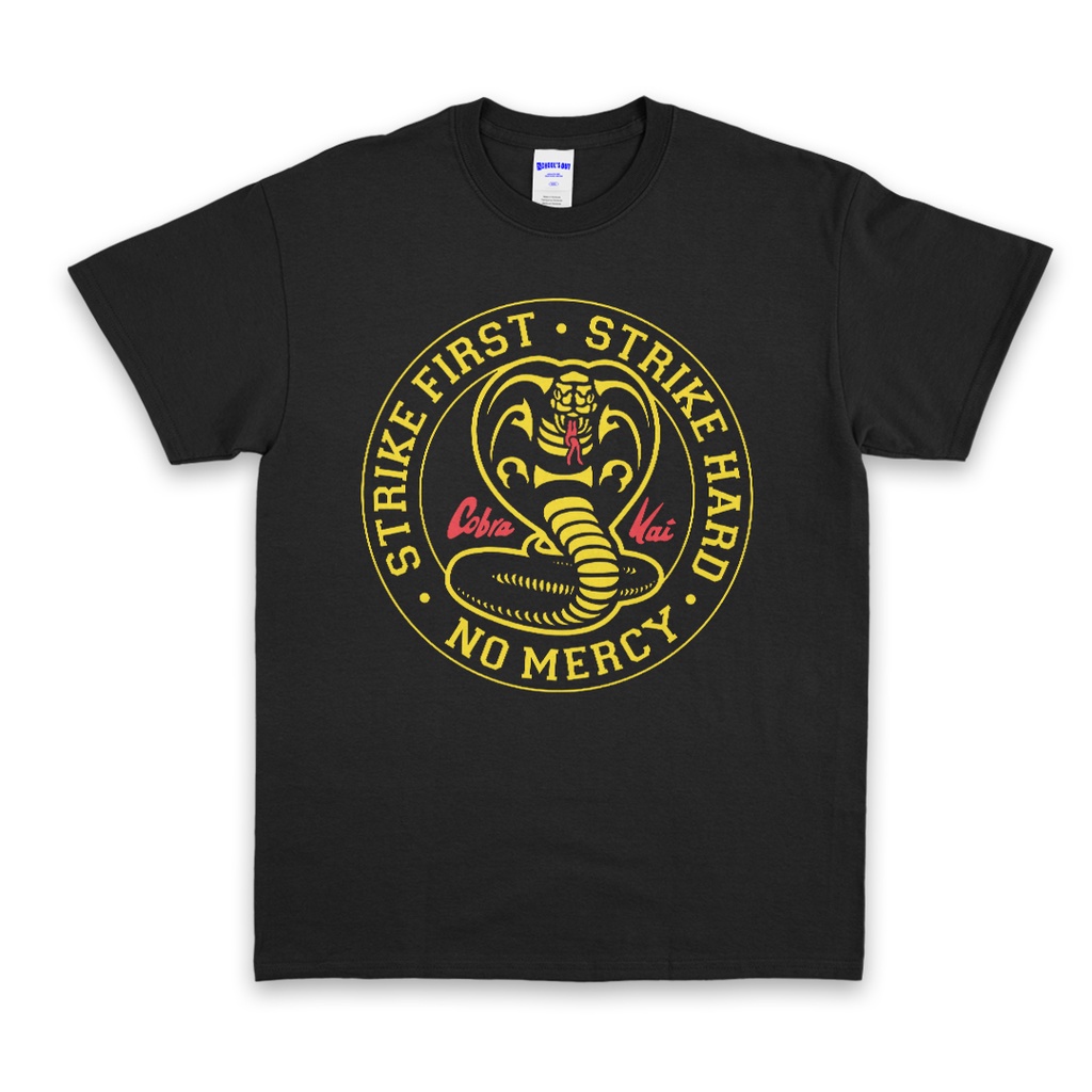 Jual Kaos Cobra Kai Logo Strike First Strike Hard No Mercy Cobra Kai ...