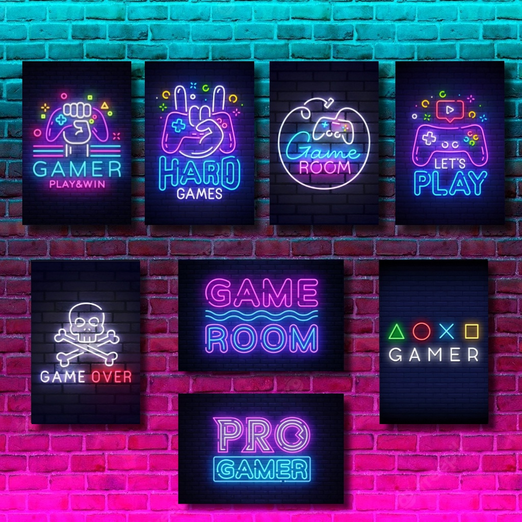 Jual Pajangan dinding Gaming Neon / Pajangan Ruangan Gaming / Poster ...
