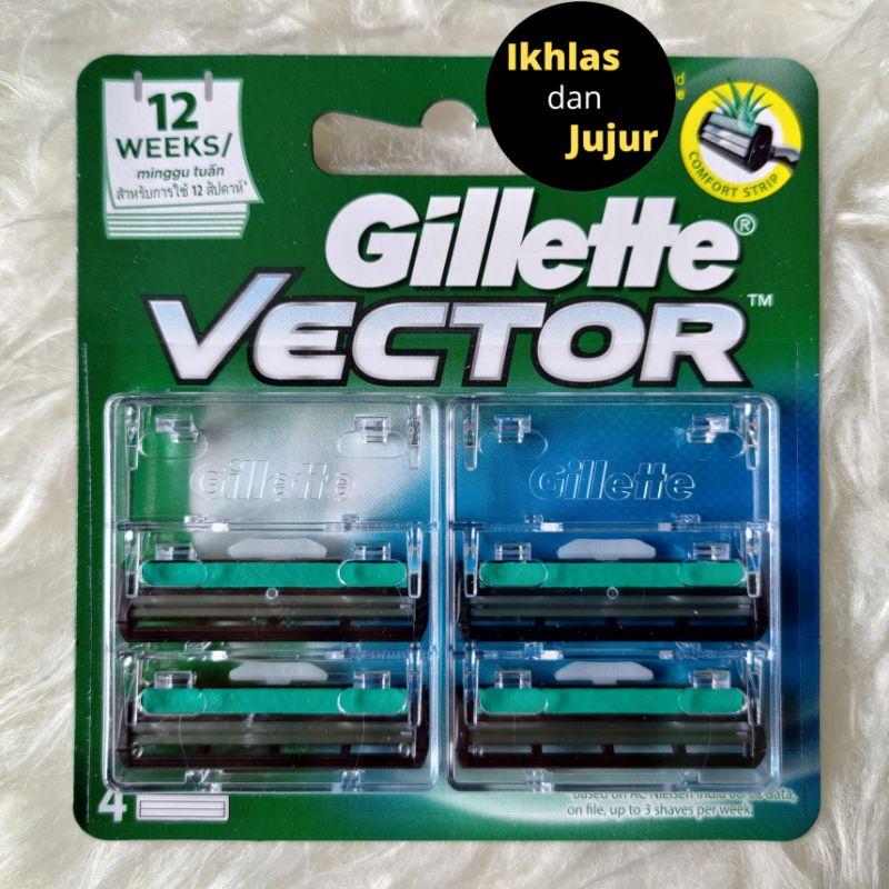 Jual Gillette Vector Refill isi 4 Catridge Alat Pisau Cukur Isi Ulang ...