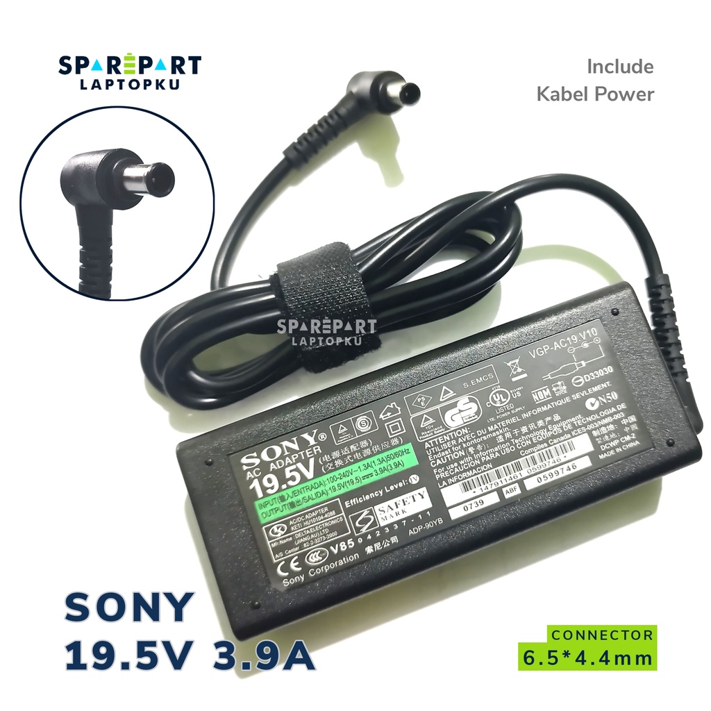 Jual Charger Sony Vaio 19,5v 3,9a [75W] Original Adaptor Laptop DC 6.5 ...