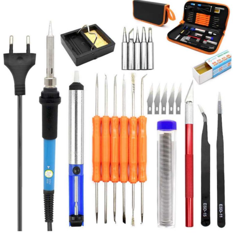 Jual Paket Alat Solder Listrik Set Lengkap 60 Watt 220V 10in1 Adjustable Temperature LCD Display ...