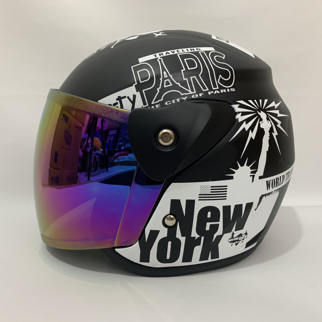 Jual Helm Nuvo Paris New York FULL Hitam Doff Helem Evo Helmet - Helm ...
