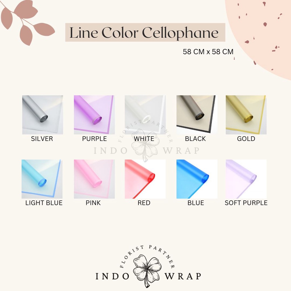 Jual [20 LEMBAR] KERTAS FLOWER WRAPPING LINE COLOR CELLOPHANE KERTAS ...