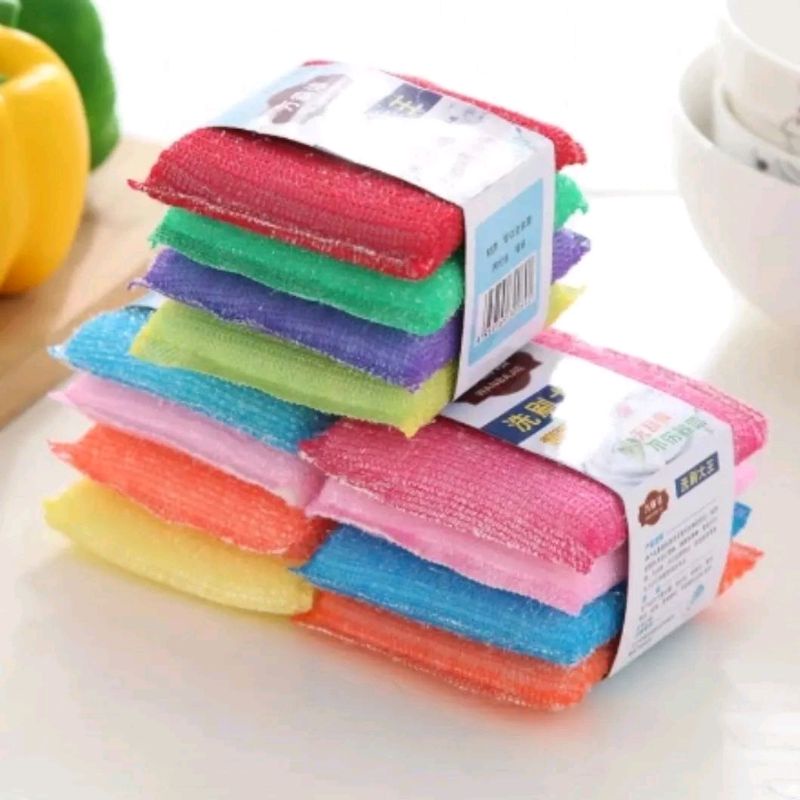 Jual Spon cuci piring warna warni banded isi 4pcs | Shopee Indonesia