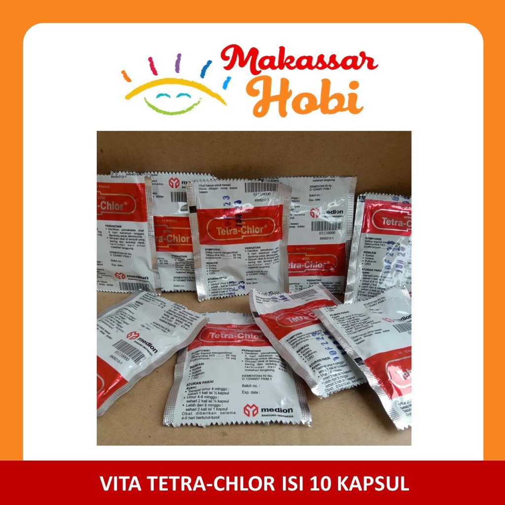Jual Vita Tetra Chlor 10 Kapsul Obat Vitamin Ayam Burung Unggas ...