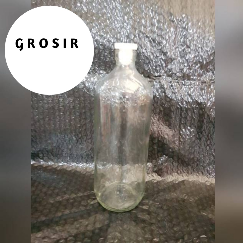 Jual / 6 ( ENAM ) PCS BOTOL KACA BOLLES 1LITER + TUTUP plug bening baru ...