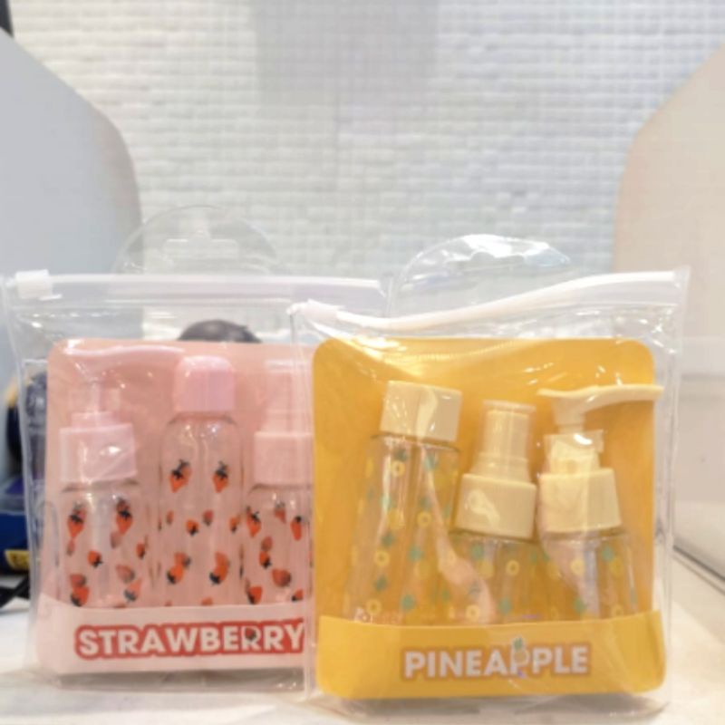 Jual MINISO FRUIT SERIES TRAVEL KIT / BOTOL SET NANAS STRAWBERRY ...