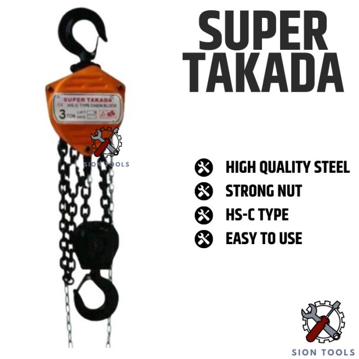 Jual SUPER TAKADA CHAIN BLOCK 1 TON 10 METER / KATROL / TAKEL | Shopee ...