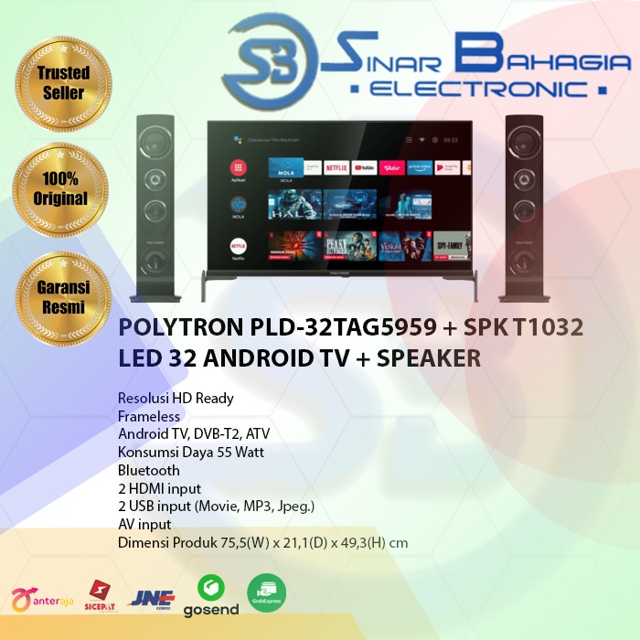 Jual POLYTRON PLD-32TAG5959 + SPK T1032 LED 32 ANDROID TV + SPEAKER (NEW) (KHUSUS BANDUNG ...