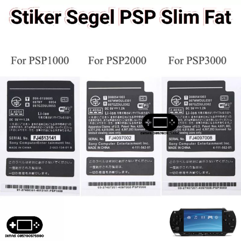 Jual Stiker Segel PSP Slim Fat Sticker 1000 2000 3000 Void Baterai ...