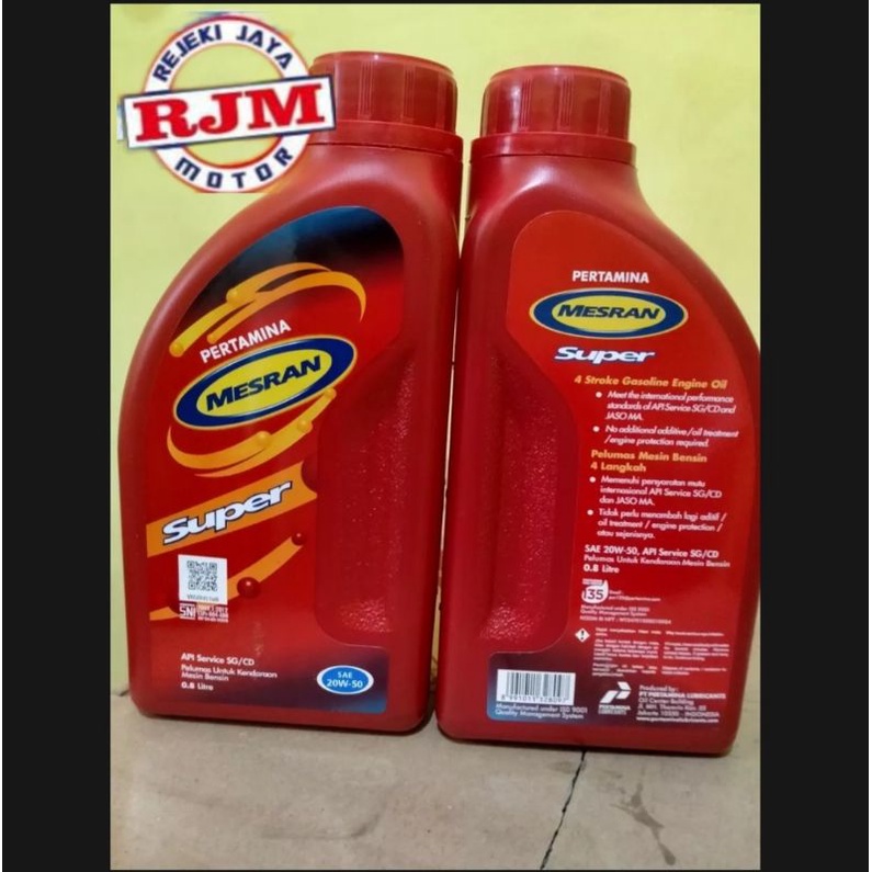 Jual OLI PERTAMINA MESRAN SUPER 0,8L SAE 20W-50 800ml | Shopee Indonesia
