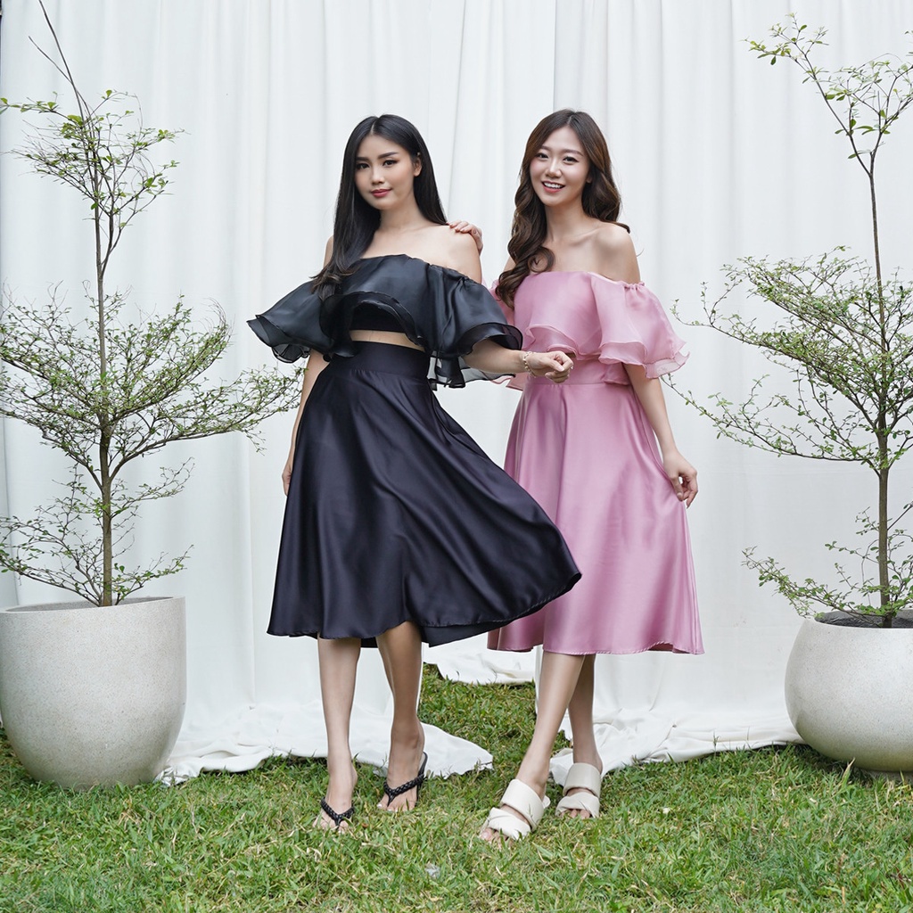 Jual One Set Organza Doja Dress Wanita Party Casual | Shopee Indonesia