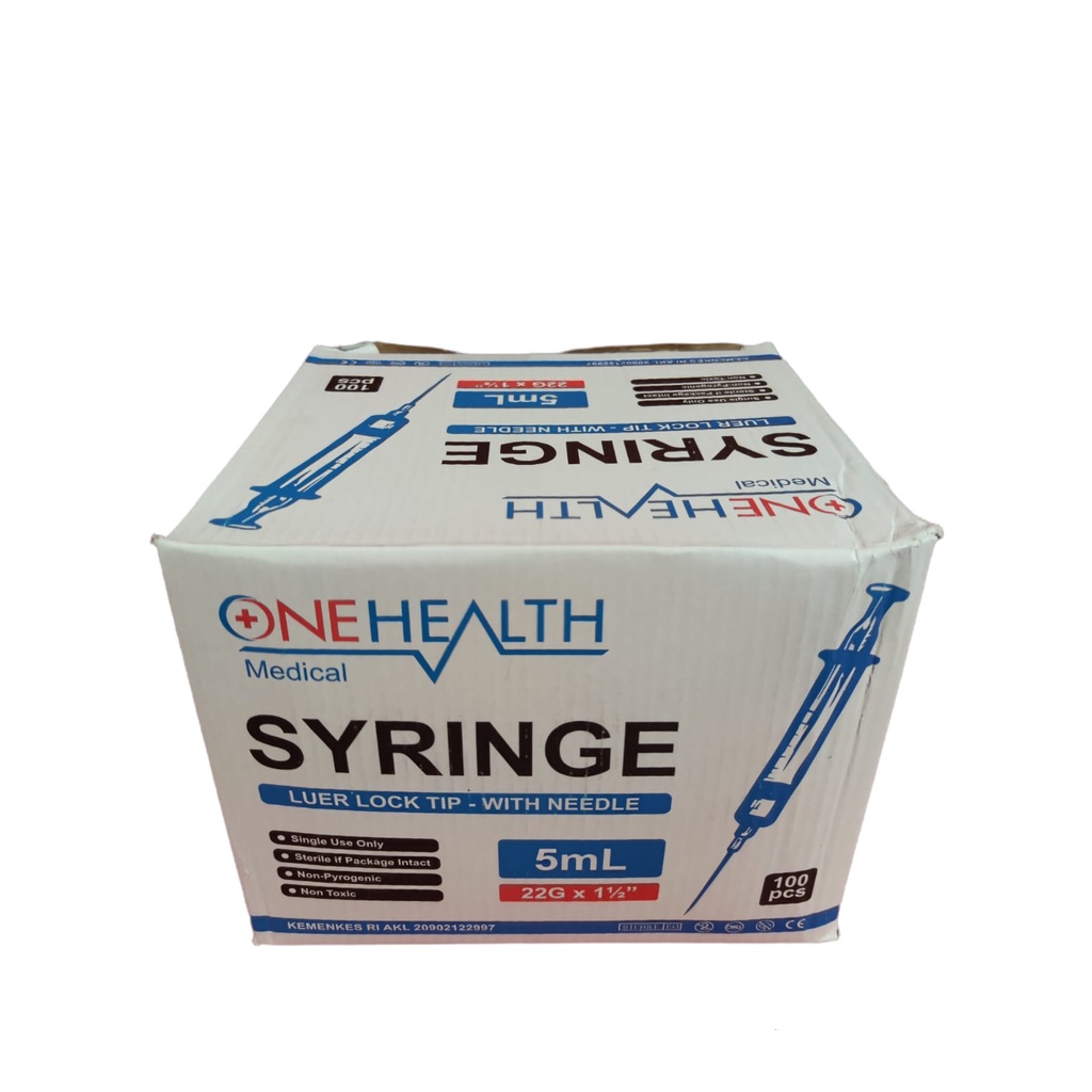 Jual Spuit Syringe 5 cc Onehealth Per Box isi 100 Pcs | Shopee Indonesia