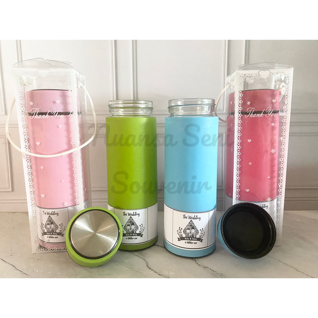Jual Souvenir Botol Minum Tumbler Botol Kaca 6 oup Polos Termos Kaca ...