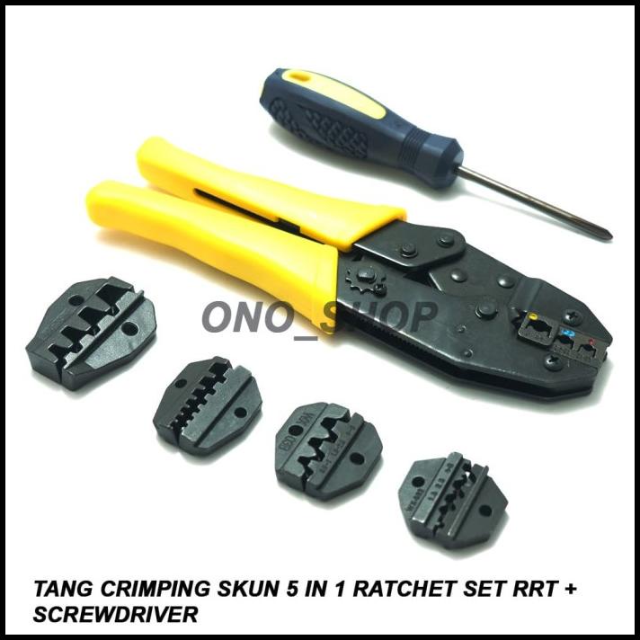 Jual Tang Crimping Skun 5 In 1 Ratchet Set Rrt + Screwdriver | Shopee ...