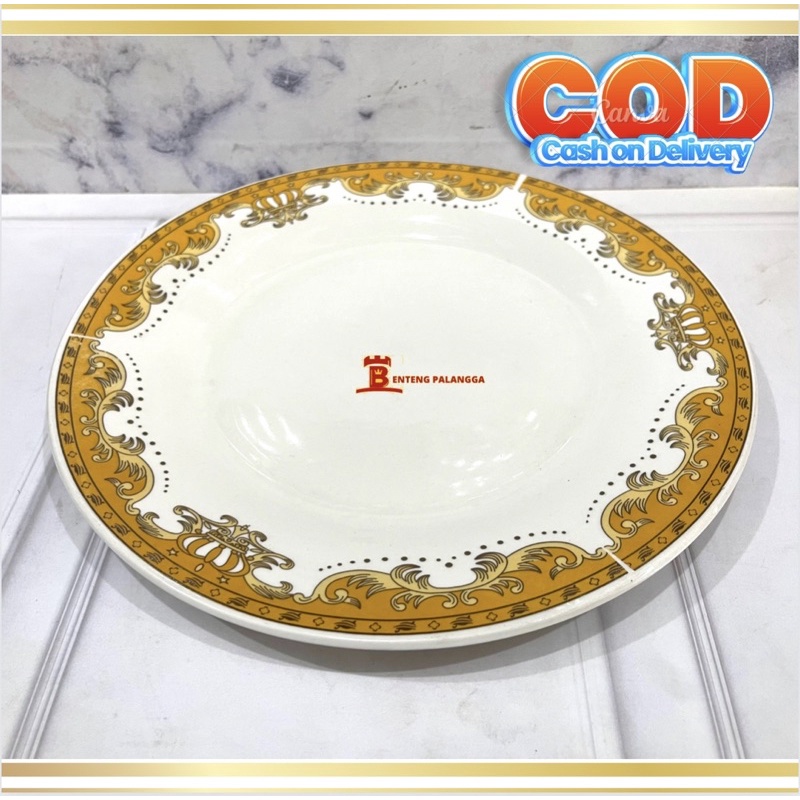 Jual piring 10,5 ceper piring bosara keramik batu cantik mahkota kuning ...