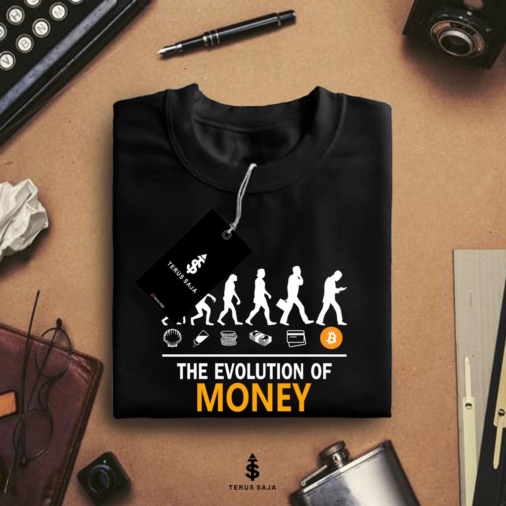 Jual Kaos The Evolution Of Money / T-shirt Bitcoin / Cryptocurrency ...