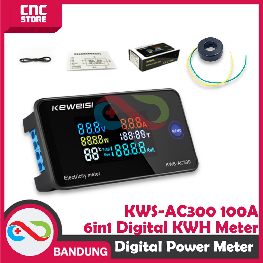 Jual KWS-AC300 100A/10A 6IN1 DIGITAL KWH METER WATT METER AMPERE VOLT METER - 10A | Shopee Indonesia