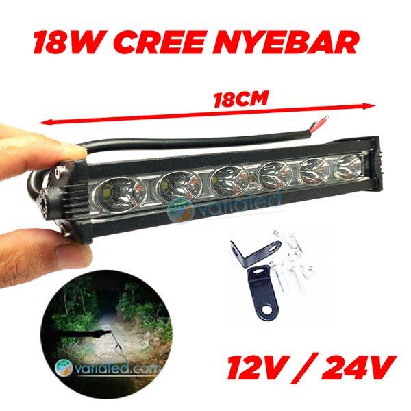 Jual Led Bar Mini 18W Cree Single Row Pipih 12V 24V Offroad Drl Lampu ...