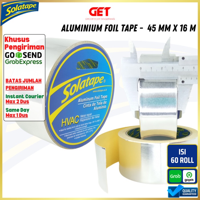 Jual 1 Dus Lakban Aluminium Foil Tape SOLATAPE 45mm x 16m (72 Roll ...