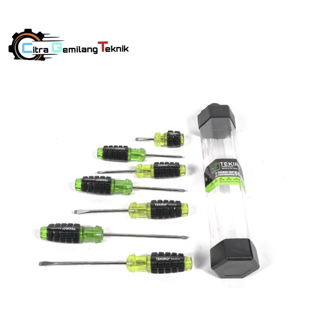 Jual Tekiro cushion grip screwdriver/ obeng gagang karet set 7 pcs ...
