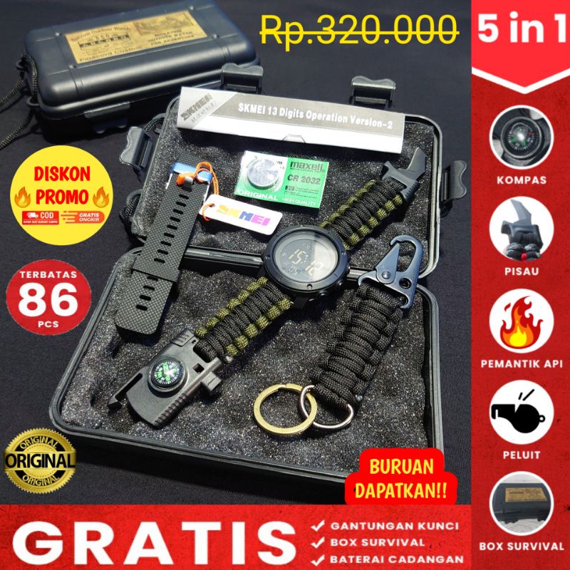 Jual Jam Tangan Outdoor Pria Original waterproof Paracord Strap Custom ...