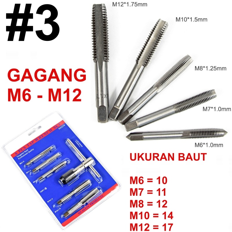 Jual Hand Tap Set Pembuat Ulir Sekrup Mata Bor Tap Die Set & Gagang M3 ...