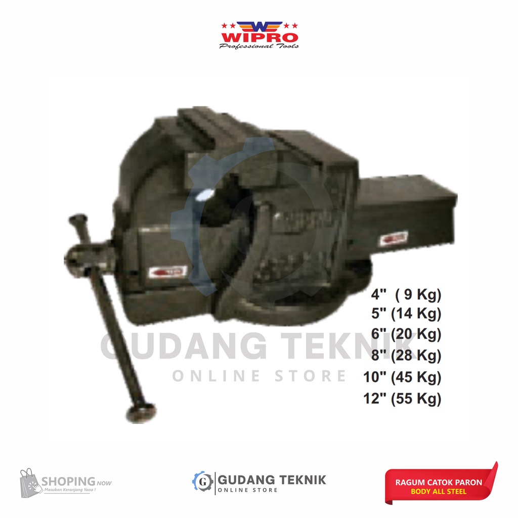 Jual Catok Paron BODY ALL STEEL 5" WIPRO U-301 R5 / Ragum Paron Body ...
