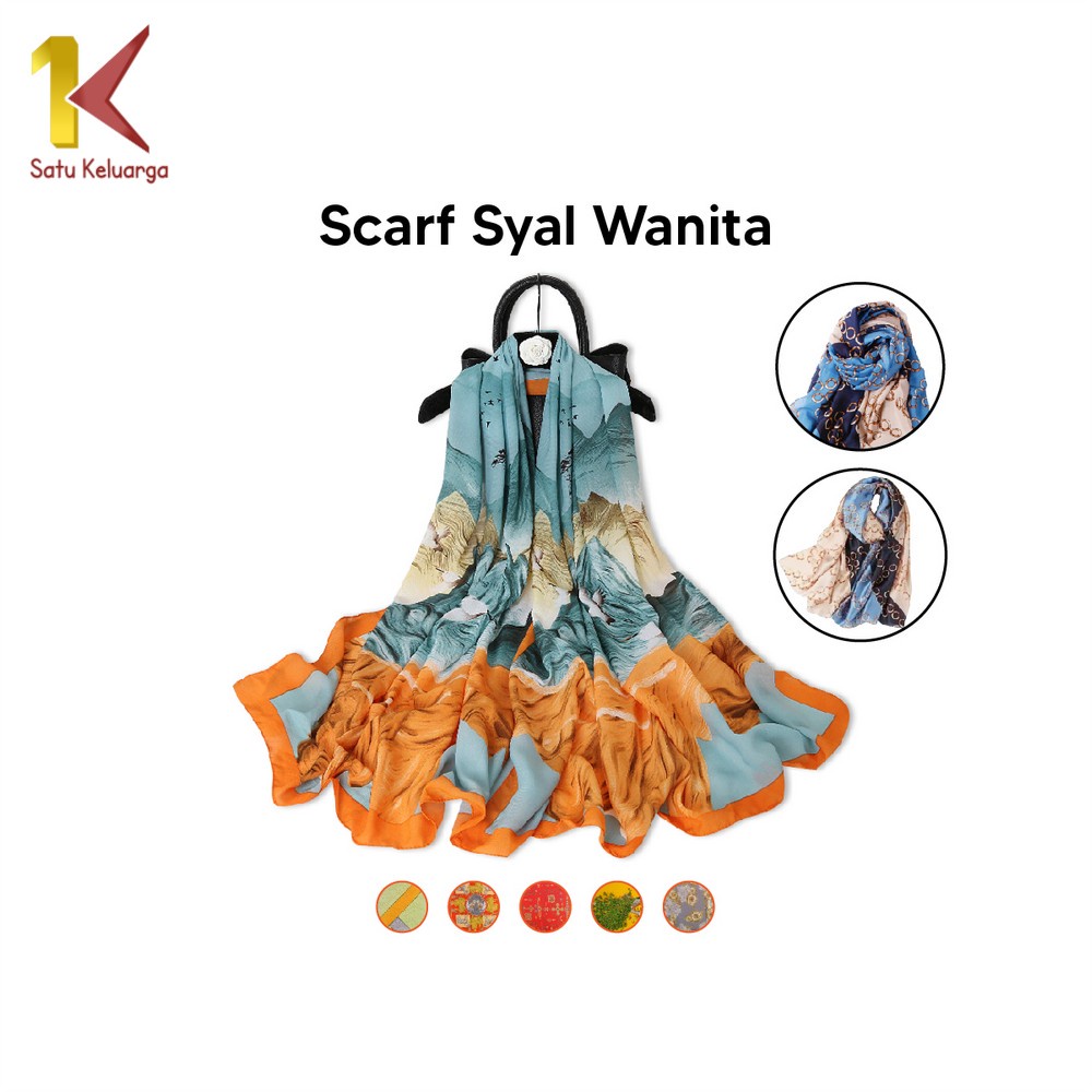 Jual 1K Scarf Syal Wanita Motif 90 x 180 Pashmina Bahan Satin Shawl ...