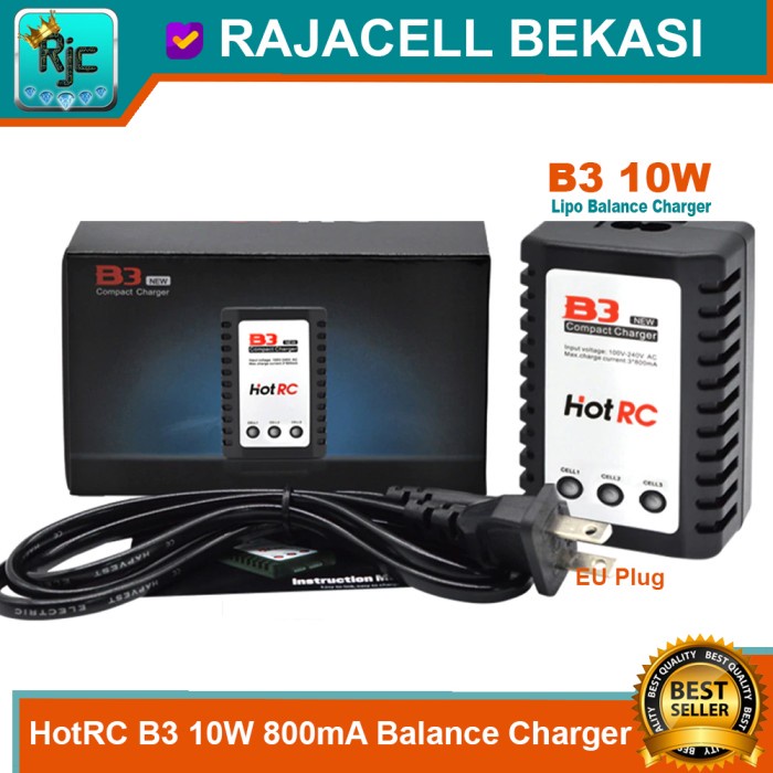 Jual HotRC B3 10W 800mA Balance Charger 2S 3S Battery Lipo Lithium 7.4V ...