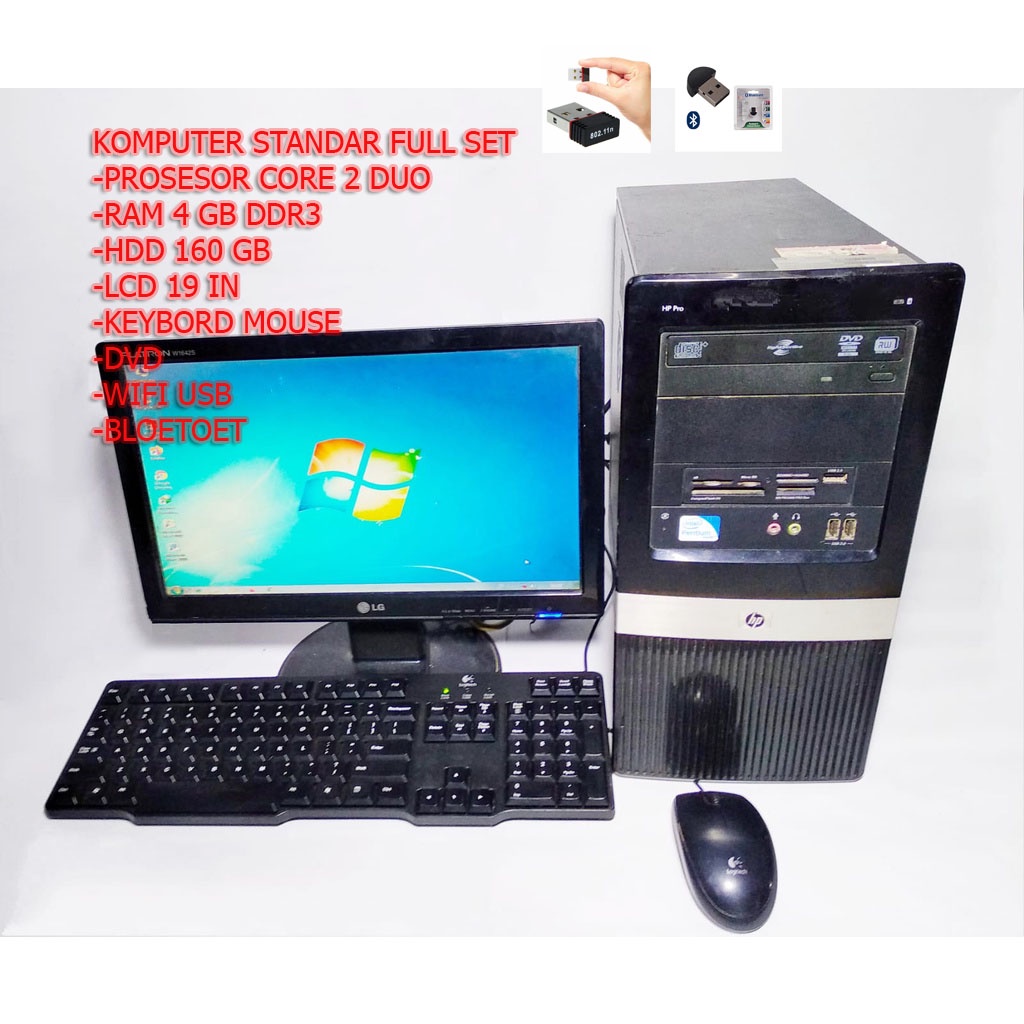 Jual komputer full set lcd 19 in plus wifi dan bloetoet | Shopee Indonesia