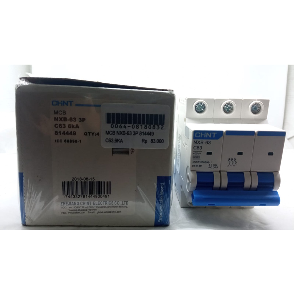 Jual MCB CHINT NXB-63 3Phase 400V 50Hz 6kA (10A-63A) | Shopee Indonesia