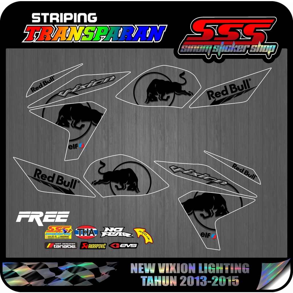 Jual Stiker Striping Transparan UV Yamaha New Vixion Lightning/NVL Motif RedBull | Shopee Indonesia