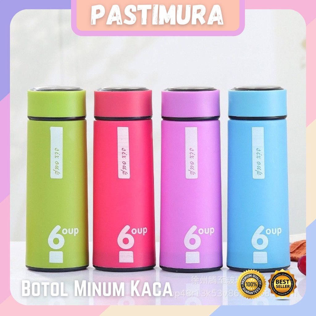Jual [PSM] Botol Minum KACA Six Oup 450ml / Beling cover plastik 6oup Glass Bottle KUALITAS ...