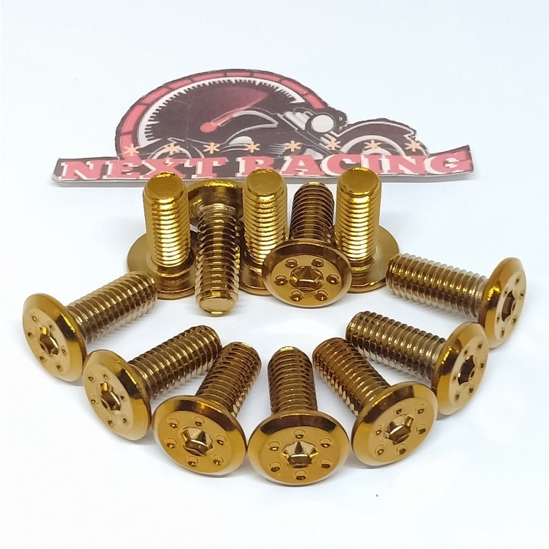 Jual baut disc piringan cakram model probolt gepeng gold stainless | Shopee Indonesia