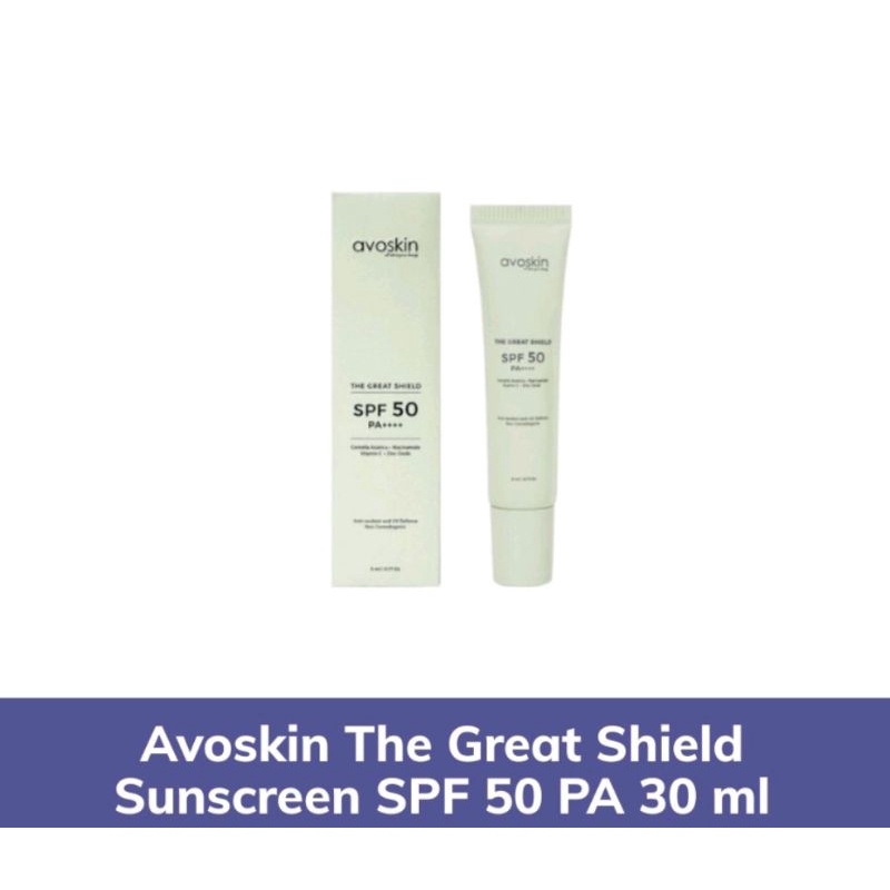 Jual Avoskin The Great Shield Sunscreen SPF 50 PA++++ 30ml | Shopee ...
